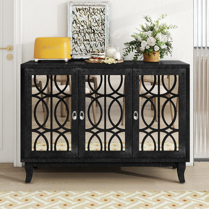 Raedean Accent Cabinet Entryway Cabinet Console Cabinet Storage Cabinet Solid Wood Cabinet Red Barrel Studio Color Black